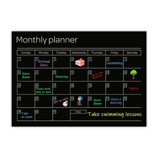 Quality Printable Magnetic Calendar Planner Black Magnetic Fridge Monthly Planner for sale