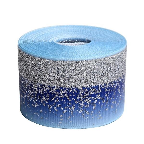 Quality 38mm Puff Sliver Gradient Glitter Grosgrain Ribbon with Heat-transfer Print for sale