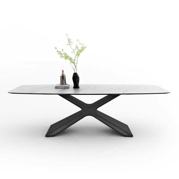 Quality Ceramic Marble Dining Table With X-Steel Base Dining Table for sale