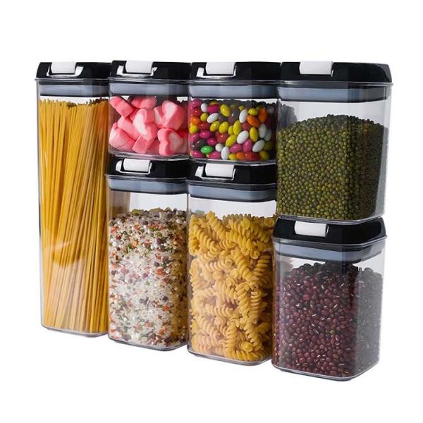 Quality 7 Pieces Pantry Food Container Sets Eco Friendly Transparent Stackable for sale