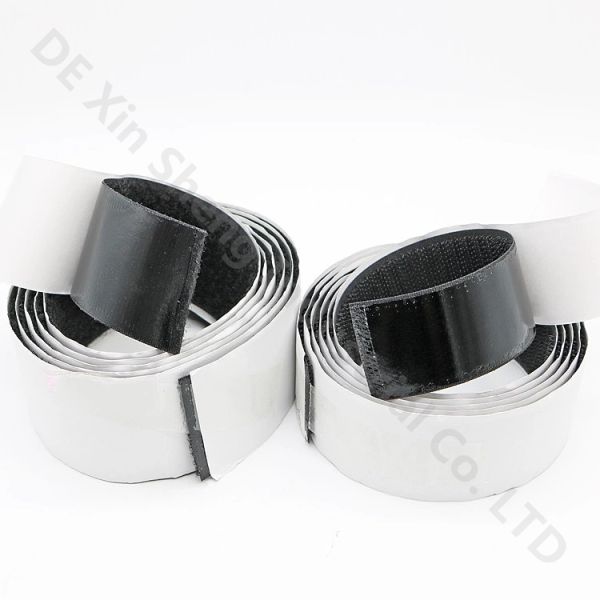 Quality 20mm Self Adhesive Hook And Loop Tape Black  2 Inch Rolls Hot Melt Glue for sale