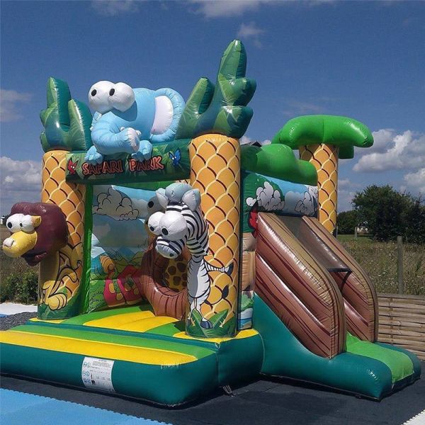 Quality Custom Logo Printed Mini Commercial PVC Safari Inflatable Bouncer House for for sale