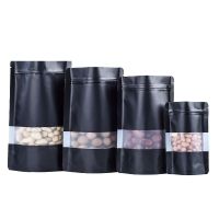 Quality Wholesale Custom Print Matte Window Zipper Stand Pouch Black Resealable Zip Lock for sale