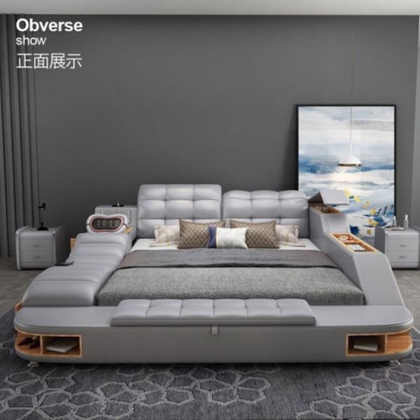Quality Leather Luxury Bedroom Sets Tufted Upholstered Bed Modern Design for sale