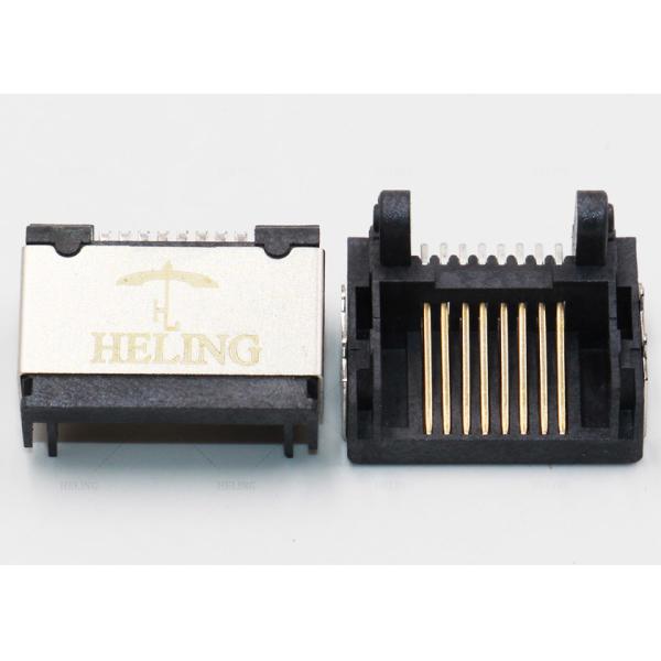 Quality Single Port Shielded SMT RJ45 Connector R / A 50 U" Gold Plating Contact for sale