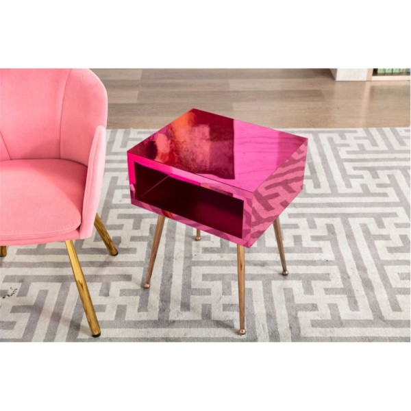 Quality Peach Color Mirror Coffee Bedside Table 17.91inch Width Long Time Using for sale