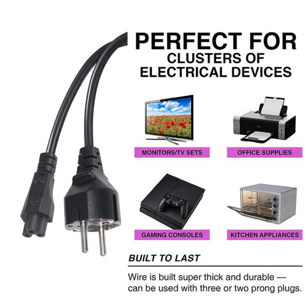 Quality CEE 77 to C5 Power Cord 6ft 10A 120V Black PVC for sale
