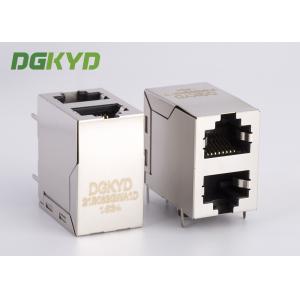 Quality Shielded Magnetics Dual Port Rj45 Connector OFFSET STACK JACK 100 BaseT for sale