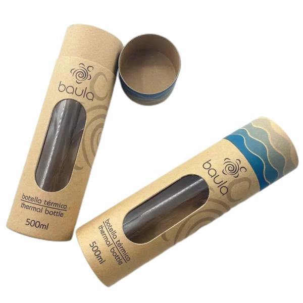 Quality Printed Kraft Paper Tube with Window for Wine Bottle Cup Packaging for sale