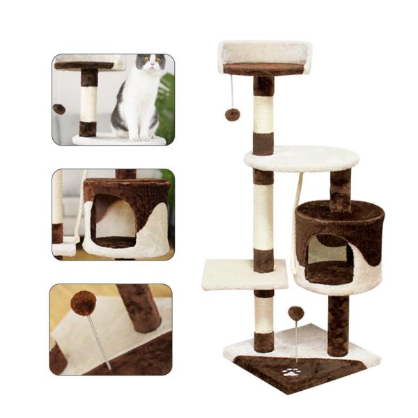 Quality 112cm Sisal Short Plush Climbing Cat Tree Tower for sale