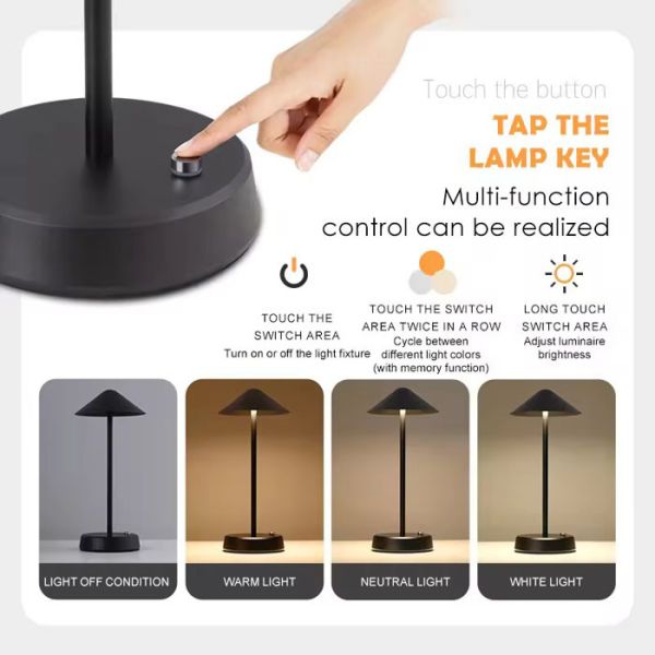 Quality Three Tone Light LED Desktop Lamp With Usb Rechargeable Lithium Ion Battery for sale