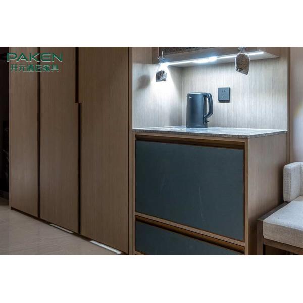 Quality Luxury Hotel Interior Bedroom Fixed Furniture Wooden Wall Panel for sale