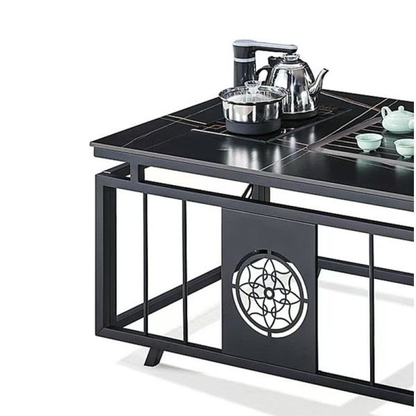 Quality Modern Office Tea Table Kettle Stone Metal Frame Rectangular Heat-Resisting for sale