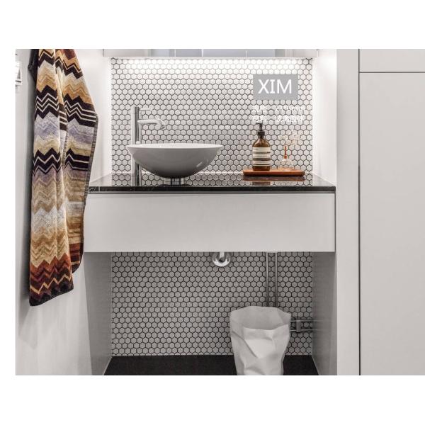 Quality Glass Hexagon Mosaic Tile 305.5x265mm Frosted Matte Surface for sale
