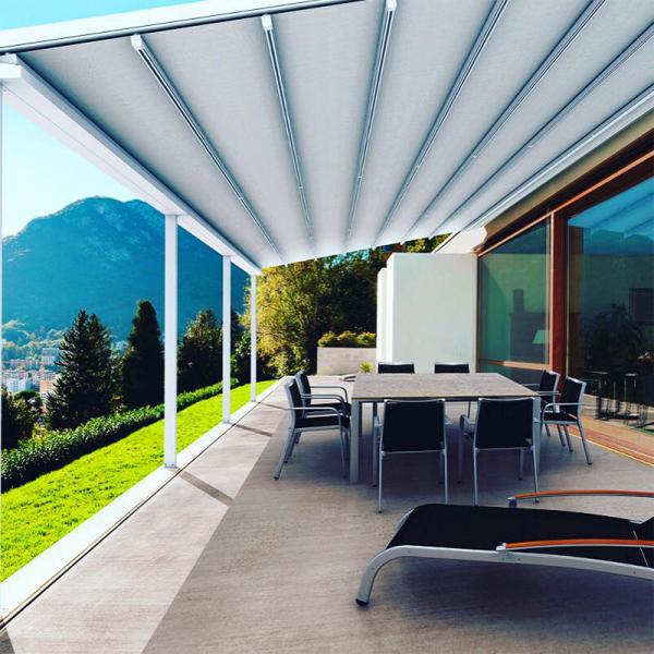 Quality Aluminum Pergola Awning Kits Motorized Retractable Roof Polyester Acrylic for sale