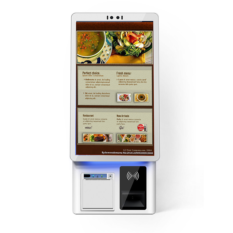 Self-service kiosk in restaurant setting