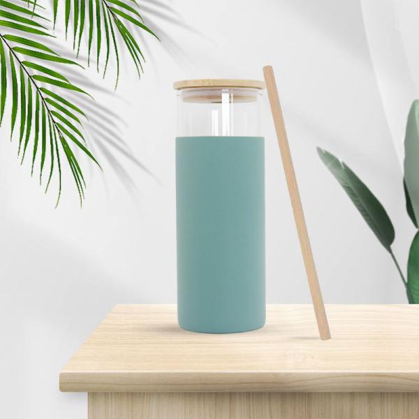 Quality Safety Durable 500ml 600ml Bpa Free Glass Water Bottle With Bamboo Lid for sale
