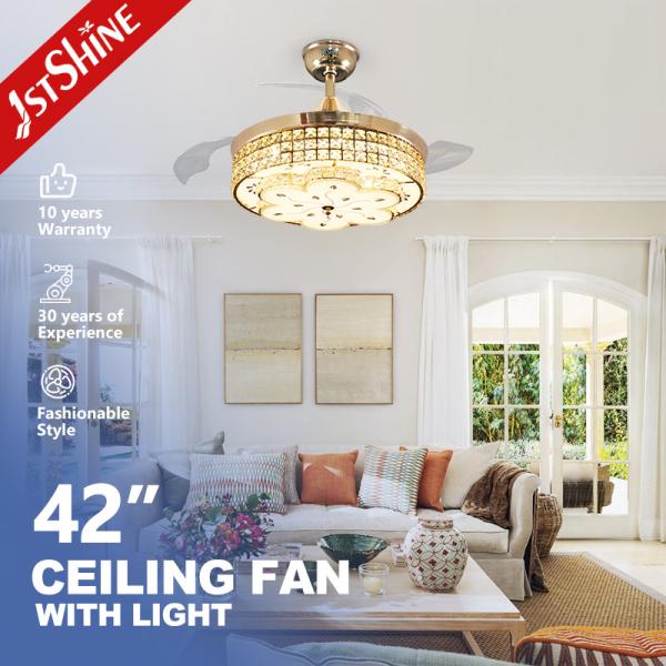 Quality Three Blades 107cm Folding Chandelier Ceiling Fan Retractable Blades for sale