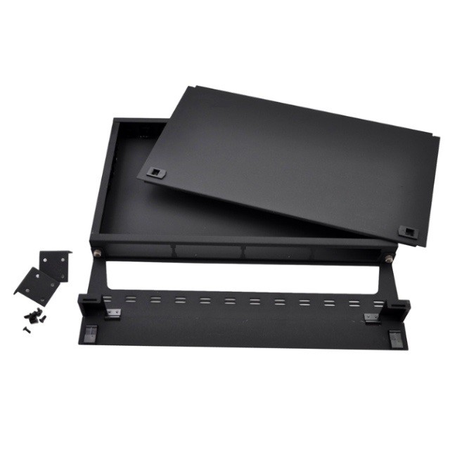 Quality 1U MTP Cassette Module 96F MPO To LC Patch Panel Rack Mount Black for sale