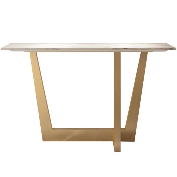 Quality Gold Brushed Steel Console Table Marble Top Console Table With Storage for sale