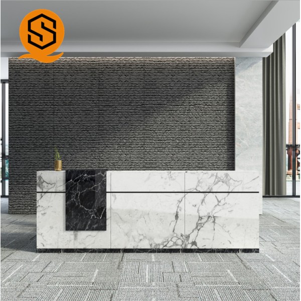 Quality Marble Solid Surface Hotel Reception Table Checkout Counter Beautiful Appearance for sale