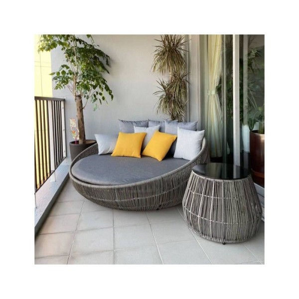 Quality Customized Color Pool Garden Lounge Round Coffee Bed Outdoor Furniture Rattan Metal Best for sale