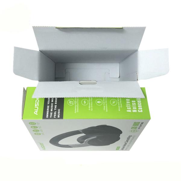Quality Printed E-Flute Self Locking White Corrugated Cardboard Boxes Headphone Package for sale