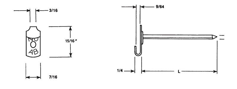 12 Gauge 14 Gauge Dia GI Insulation Anchor Pins, Stainless Steel Lacing Anchor