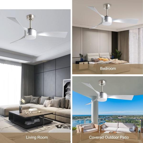 Quality 52 Inch Fashionable Silver Ceiling Fan Lighting With Remote Control for sale