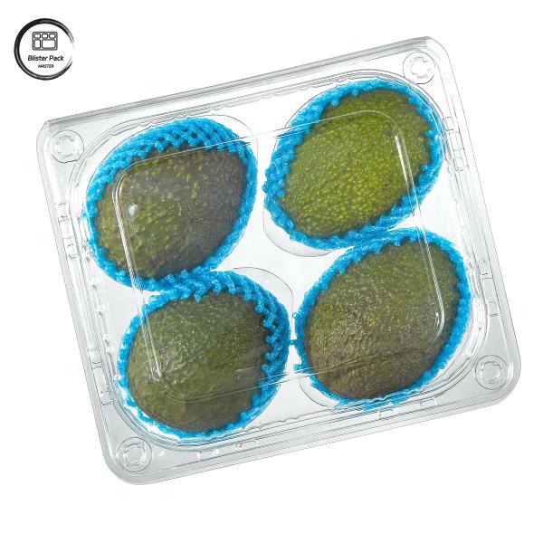 Quality 4 Piece Avocado Fruit Packaging Containers Disposable Transparent Clamshell for sale