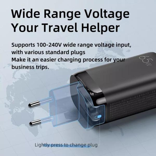 Quality 65W USB Type C GAN Wall Charger EU Plug for Fast Charging Laptops and Phones for sale