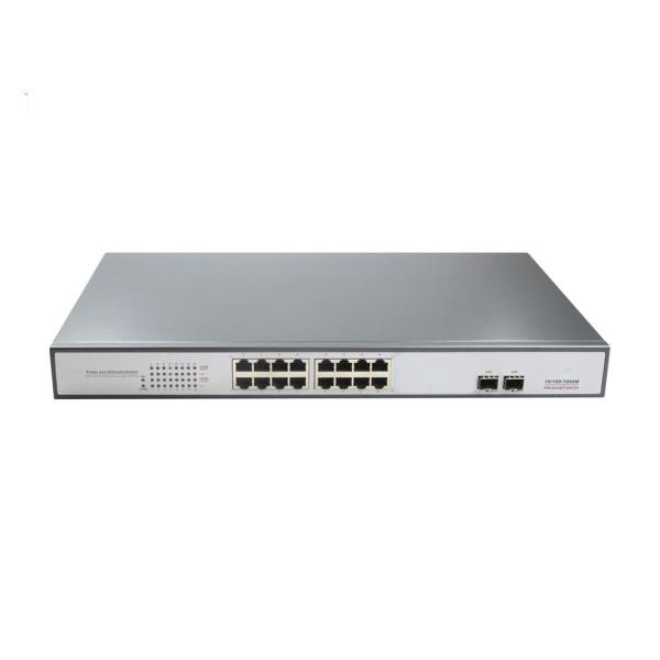 Quality fiber Optic Switch 16 ports POE Switch with 2 SFP fiber ports for data center using for sale