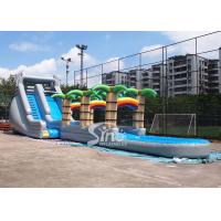 Quality 71' long kids tropical commercial inflatable water slide with big pool N 2 for sale