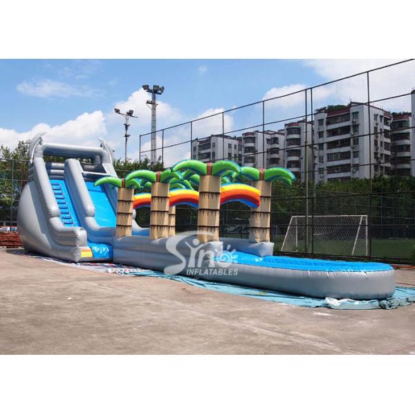 Quality 71' long kids tropical commercial inflatable water slide with big pool N 2 for sale