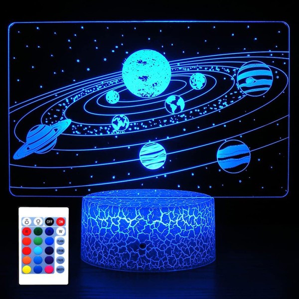 Quality DC5V 3W 3D LED Night Light 16 Colors Galaxy Night Light Solar System for sale
