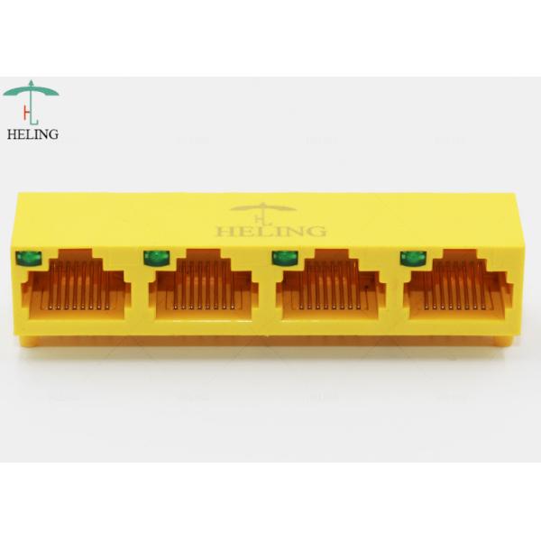Quality 1 X 4 Ports RJ45 Female Connector Unshielded With Single LED Pipe For Network for sale
