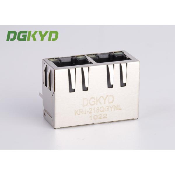 Quality Right Angle 1 X 2 Port RJ45 Modular Jack With Internal Isolation Transformer for sale