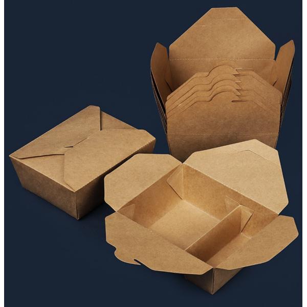 Quality Disposable Compartment Take Away Box Carryout Food Packaging Kraft Paper Lunch Boxes for sale