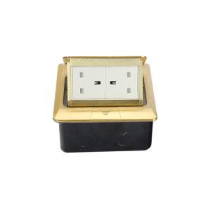 Quality Self Grounding Gold Color Double Floor Socket , 2 Gang Floor Outlet Of 13A UK for sale