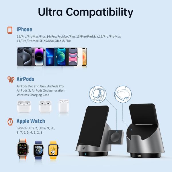 Quality Customizable 3 In 1 Wireless Charging Station Home Apple Charging Dock for sale