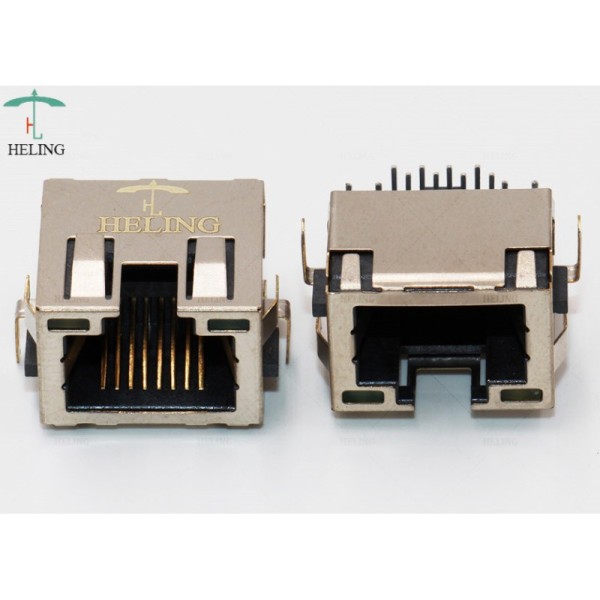 Quality Thru - Hole R / A Shielded PCB RJ45 Jack Ethernet Connector With EMI tabs for sale