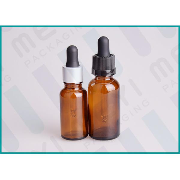 Quality 5ml - 100ml Amber Dropper Bottles , Cosmetic Essential Oil Dropper Bottle for sale