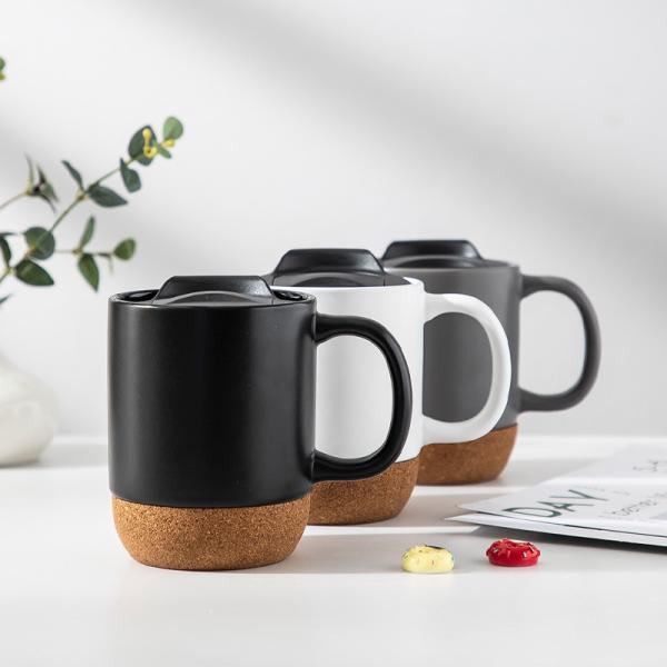 Quality Environmental Protection 450ml Ceramic Cup with Matte Plastic Lid and Cork for sale