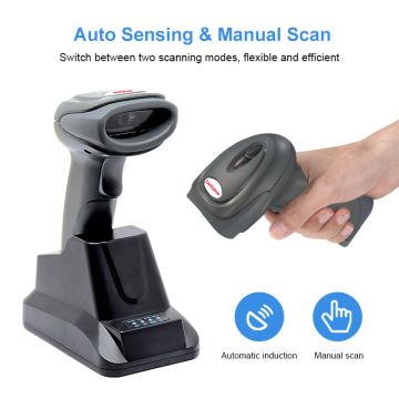 Quality Bluetooth Wireless Barcode Scanner 1D 2D QR Code With Smart Charging Base Cradle for sale