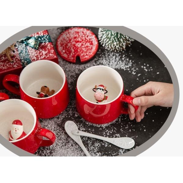 Quality 350ml 13x9.5x9cm Glaze Christmas Ceramic Mugs for sale