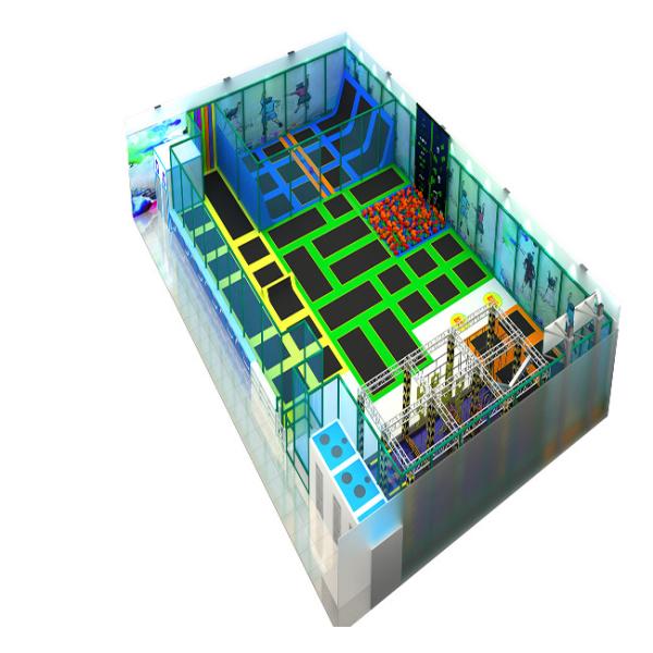 Quality indoor Commercial Trampoline Park EPE Soft Pad With Ninja Course for sale