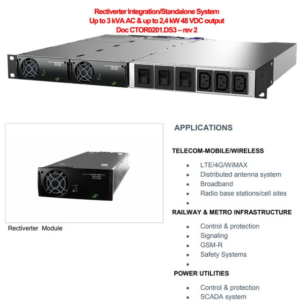 Quality 3kVA 1phase 48VDC Eltek Rectiverter 1U DC Power System For Telecom 4G Railway for sale
