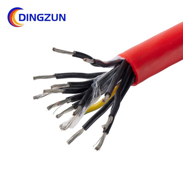 Quality Multi 16 Cores Shielded Sensor Cable Silicone Rubber Insulated Sheathed Red HT for sale