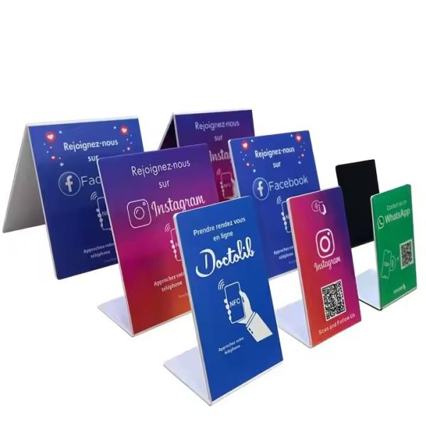 Quality Custom NFC Stand Social Media Review NFC PVC Google Review Card Menu Display for sale
