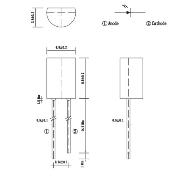 Quality 4.8x3.8x6.6mm IR Diode Plastic Sealed IR Receivers 400nm - 1100nm IR Dip LED For for sale